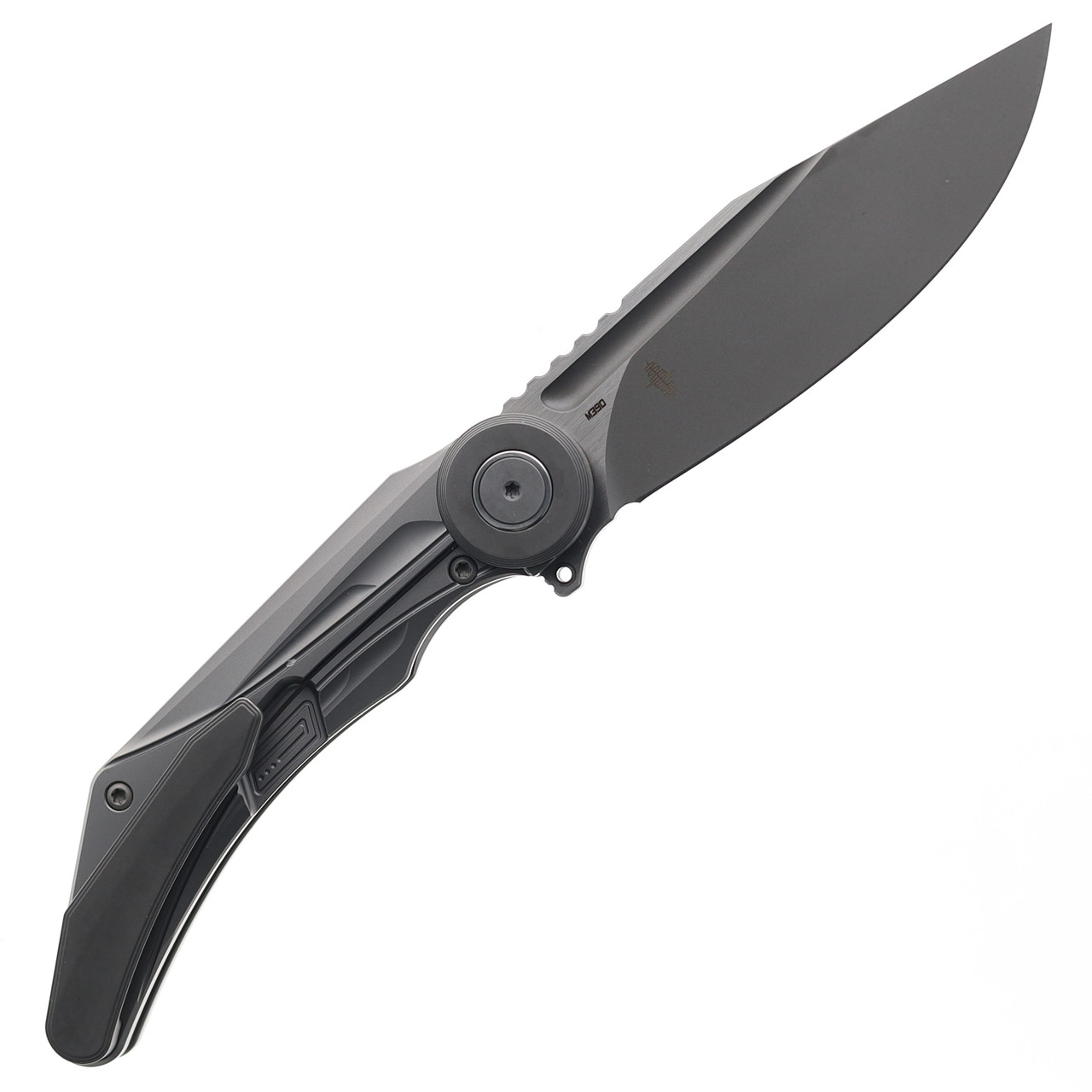 Bestech Seraph Folding Knife Grey Titanium Handle M390 Plain Edge Dark ...