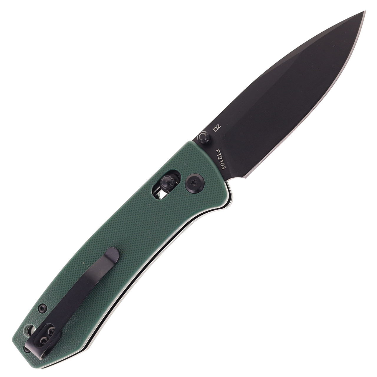FREE TIGER FOLDING KNIFE GREEN G10 HANDLE BLACK BLADE D2 PLAIN EDGE ...