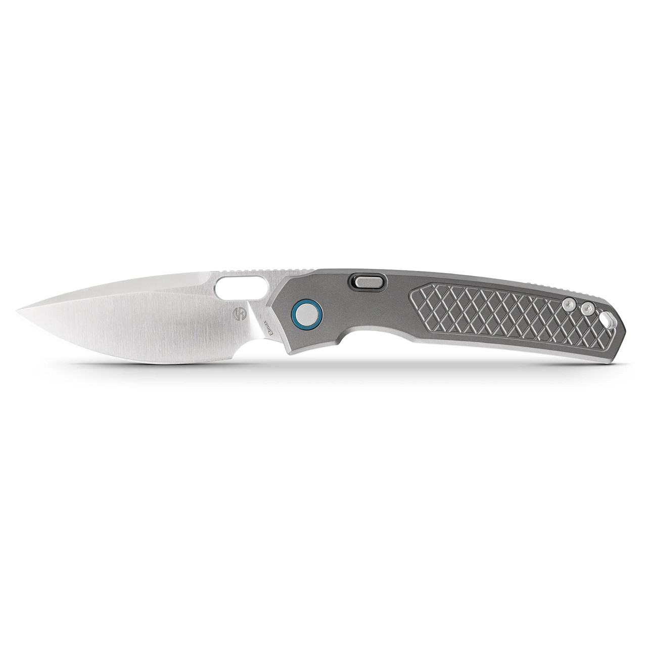 Vosteed Psyop Folding Knife Gray Titanium Handle Elmax Drop Point Plain ...