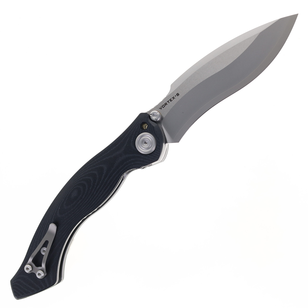 Maxace Vortex-S Folding Knife Black Micarta Handle SLD-magic Plain Edge ...