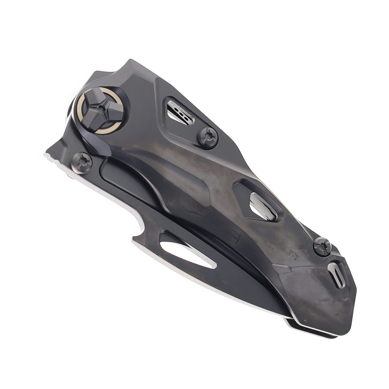 Rike Athron Folding Knife Black Titanium Handle M390 Plain Black ...