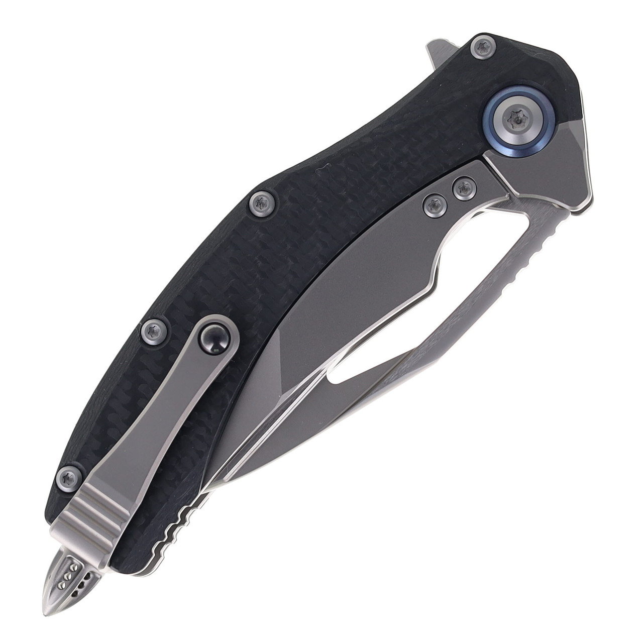 Microtech Matrix Folding Knife Bead Blast Titanium And Carbon Fiber Bead