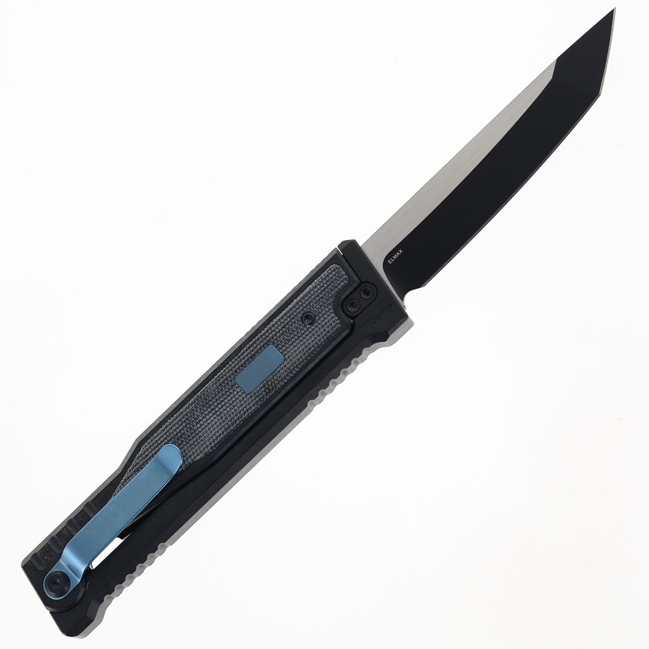Reate EXO Pocket Knife Black Micarta Inlay Handle PVD/Satin Emax Tanto ...