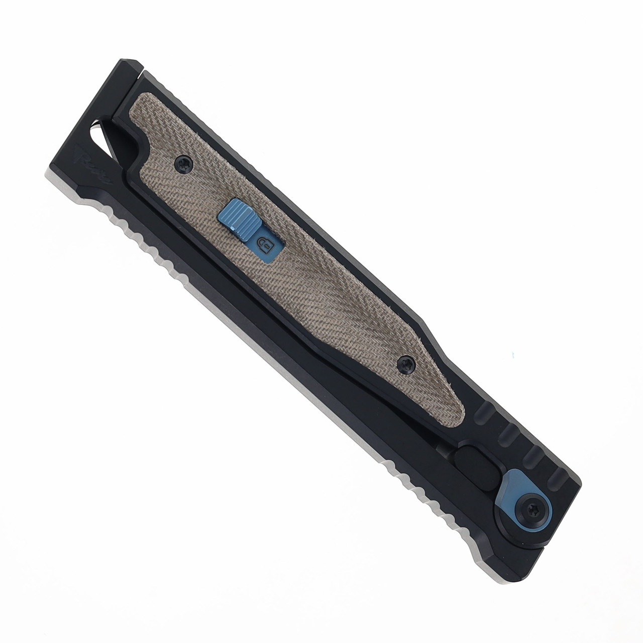 Reate EXO Pocket Knife Green Micarta Inlay Handle PVD/Satin Emax Drop ...