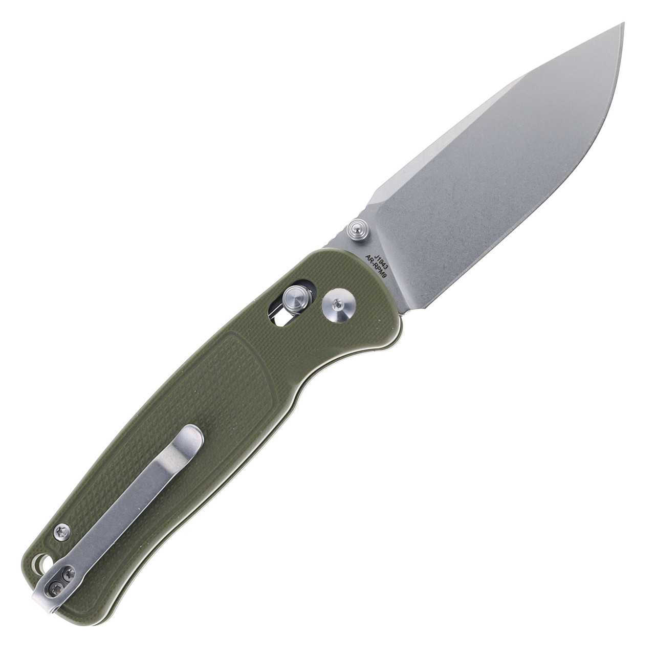 CJRB Shale Folding Knife Green G10 Stonewashed AR-RMP9 Blade J1943-GN