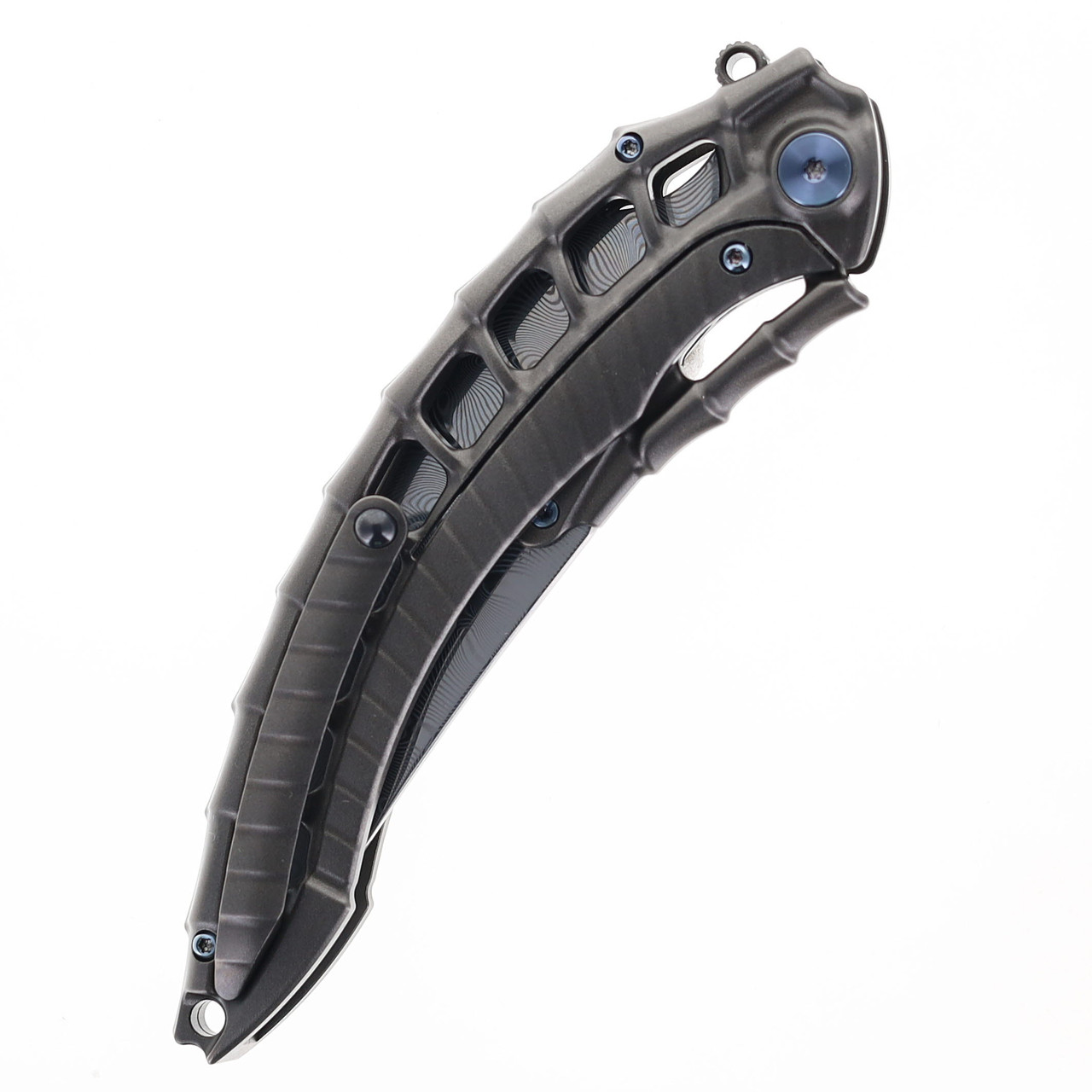 Rike Alien 4 Folding Knife Titanium Handle Damascus Blade and Titanium ...