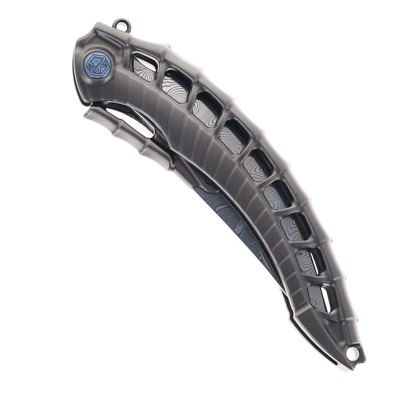 Rike Alien 4 Folding Knife Titanium Handle Damascus Blade and Titanium ...