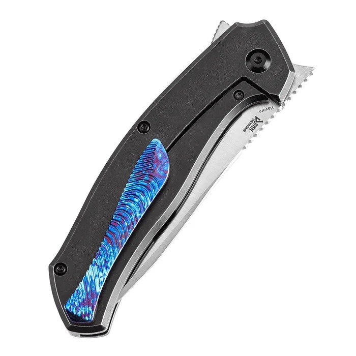 Kansept Havorn Folding Knife Blackwash Titanium Timascus Handle S35VN ...