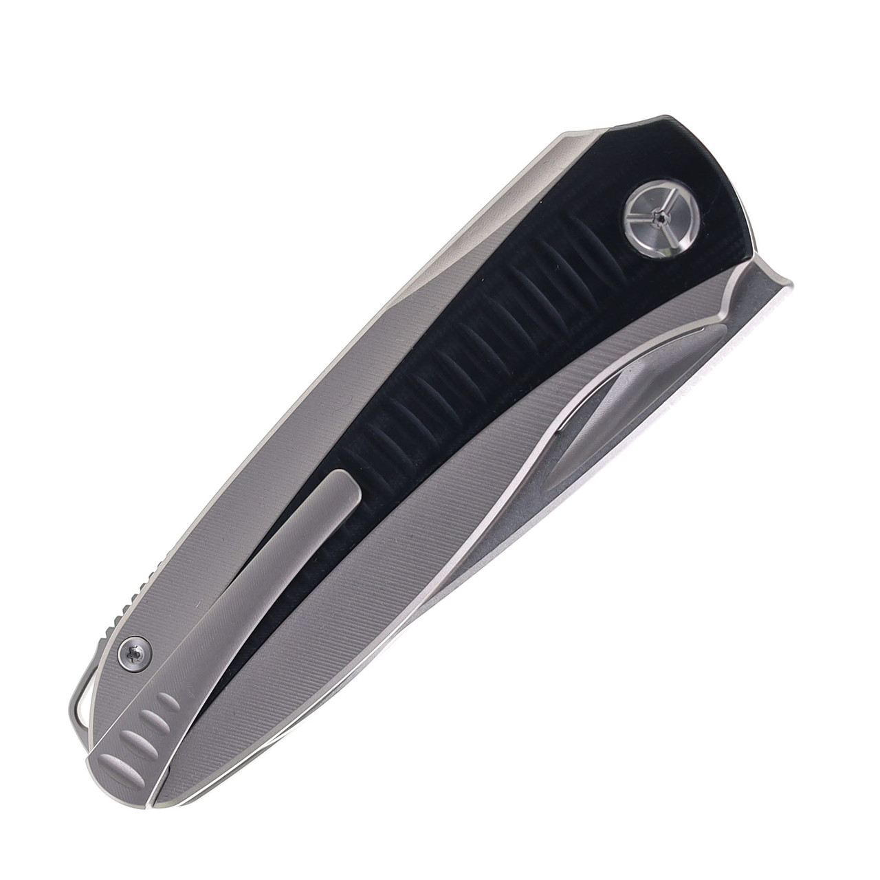 TwoSun Folding Knife Black G10/Titanium Handle 14C28N Drop Point Plain ...
