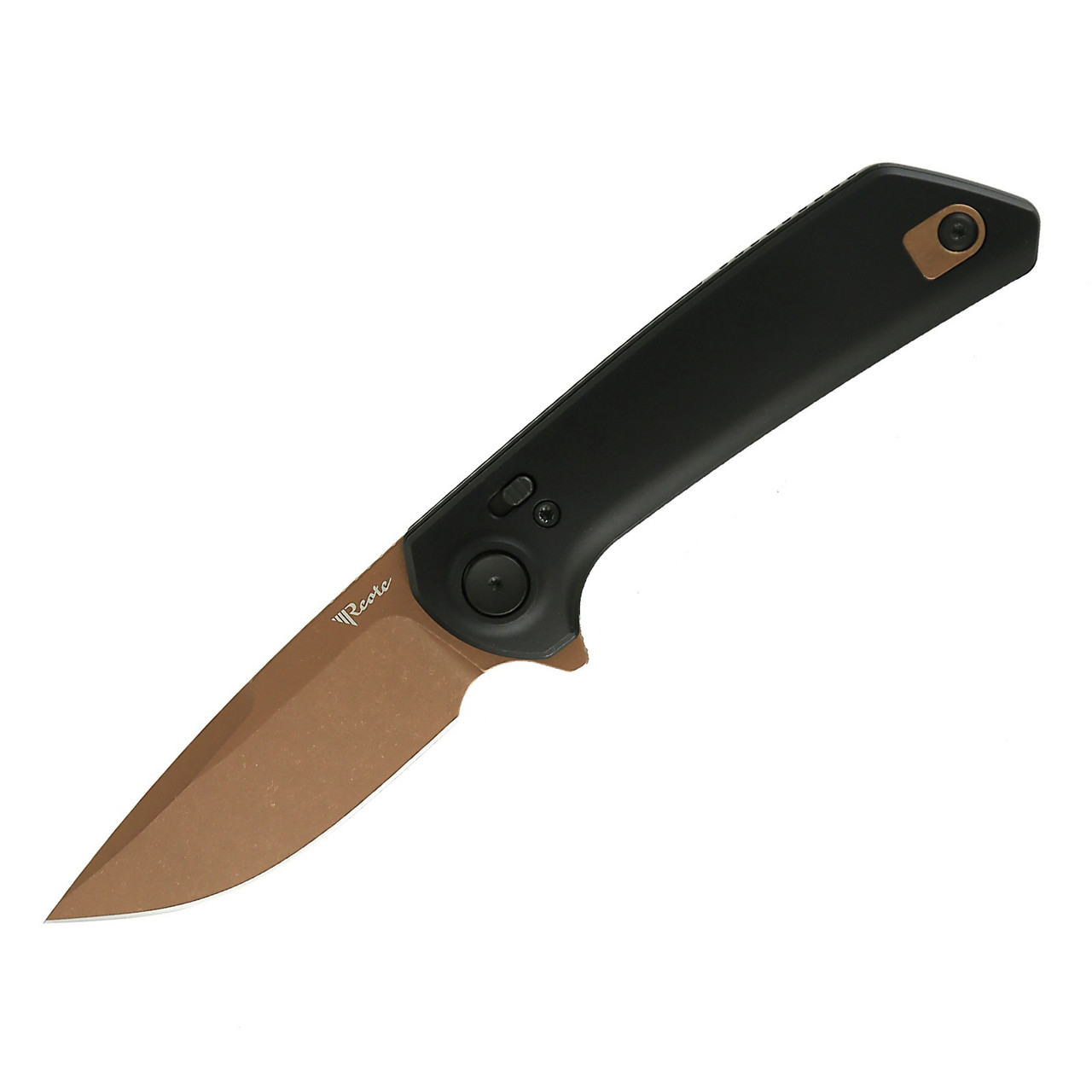 Reate PL-XF Folding Knife Black Aluminum Handle Plain Nitro-V Bronze ...