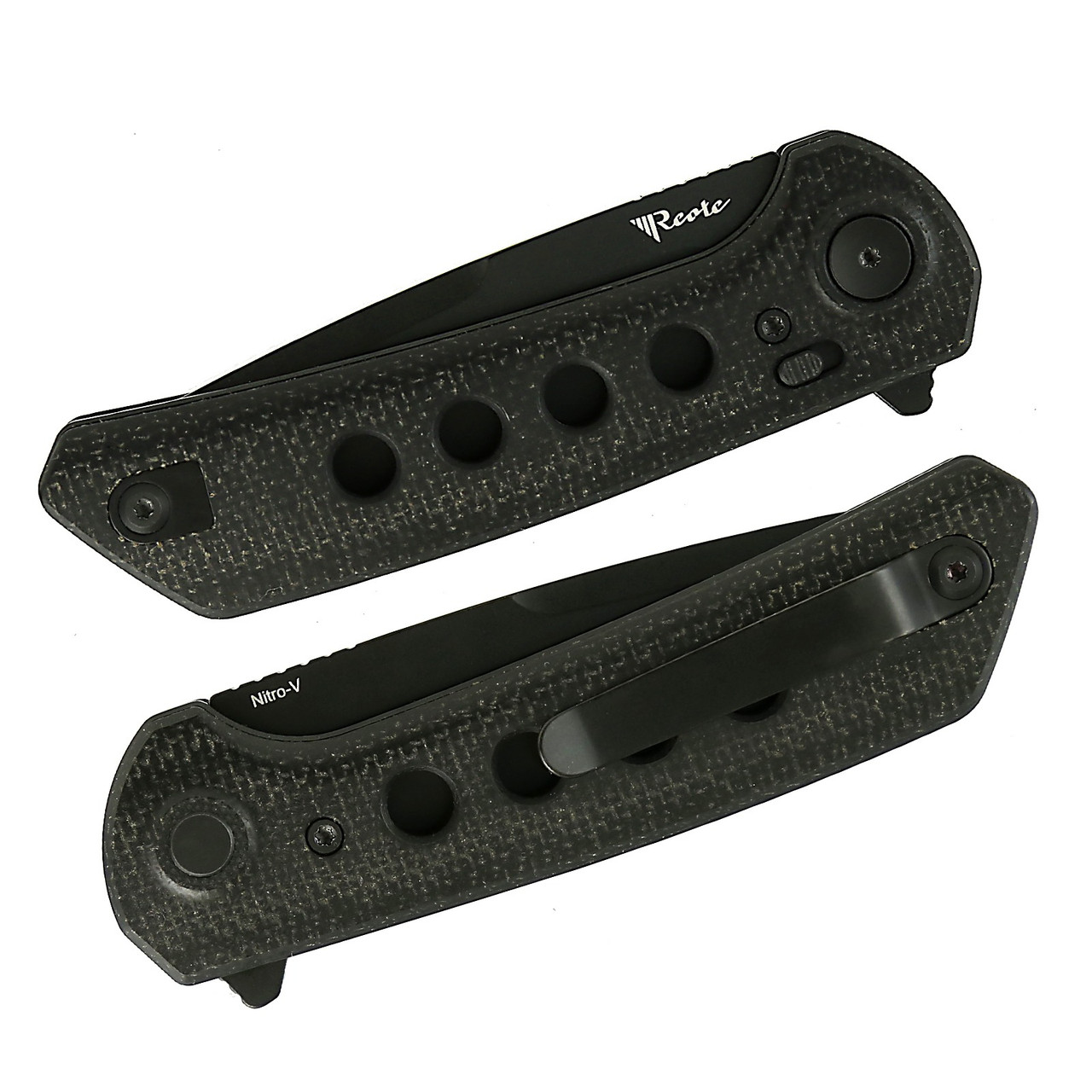 Reate PL-XF Folding Knife Black Micarta Handle Nitro-V Plain Black Blade