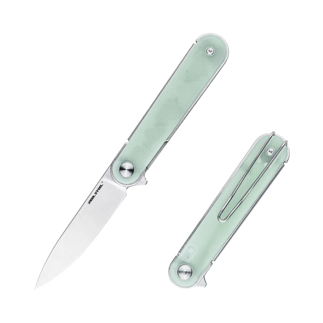 Real Steel Iris Flipper Folding Knife Natural G10 Handle Satin 12C27 ...