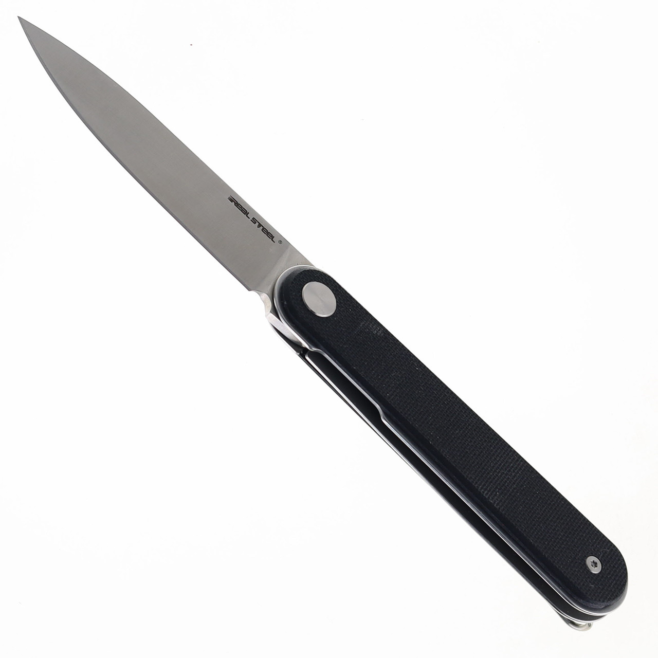 Real Steel Iris Front Flipper Folding Knife Black G10 Handle Satin ...