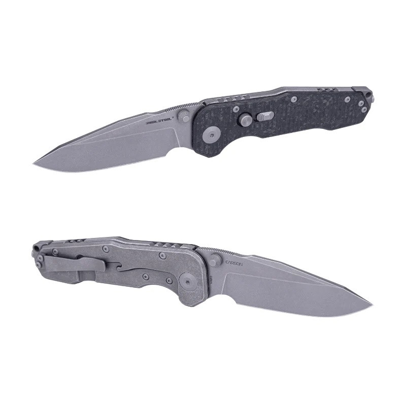 Real Steel Evolution Folding Knife Shred Carbon Fiber Handle S35VN Grey ...