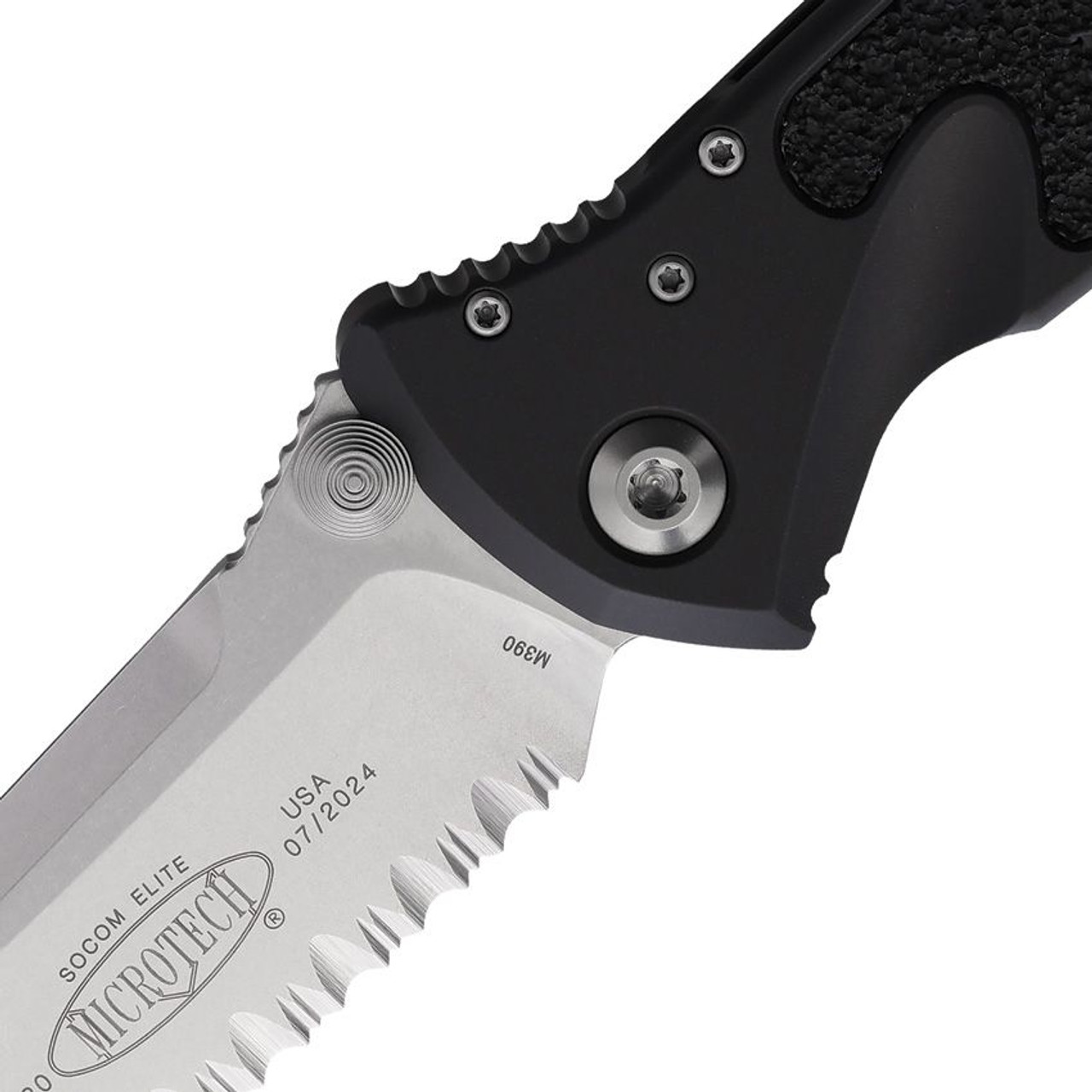 Microtech Socom Elite Folding Knife Black Aluminum Handle Partially