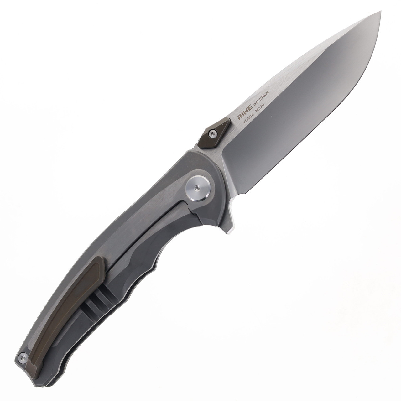 Yangge Folding Knife Black Titanium Alloy Handle M390 Plain Edge YG004-M390-Black