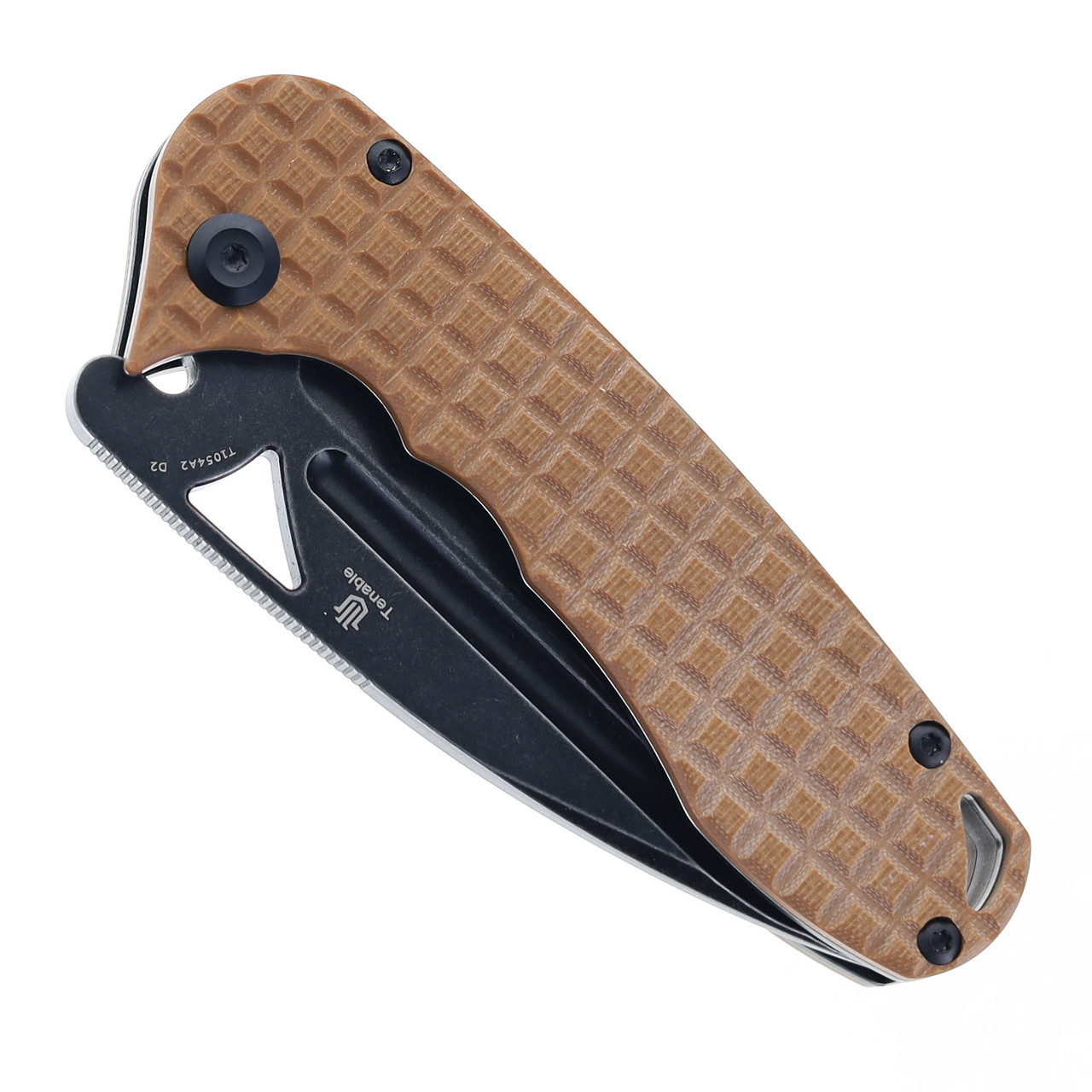 Tenable Bombur Folding Knife Brown Frag Pattern G10 Handle D2 Plain ...