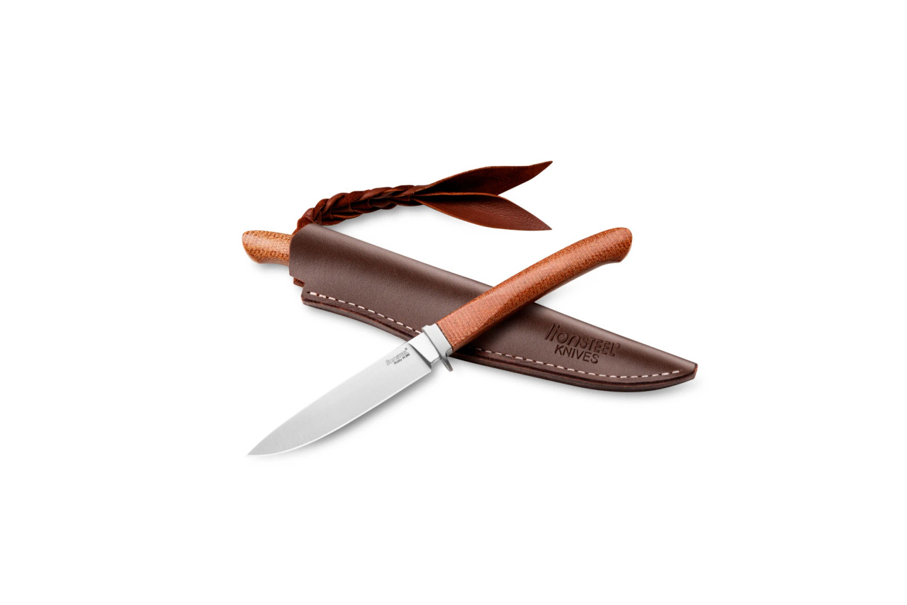 Lion Steel AGO Natural Canvas Micarta Satin Finish M390 Fixed Blade ...
