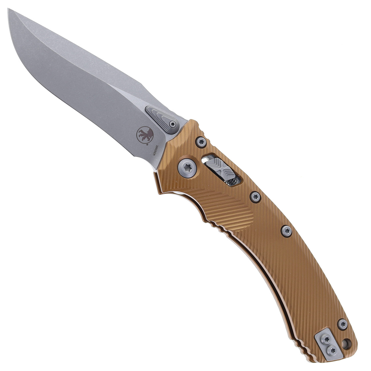 Microtech Amphibian Ram Lok Folding Knife Tan Fluted G10 Handle Plain