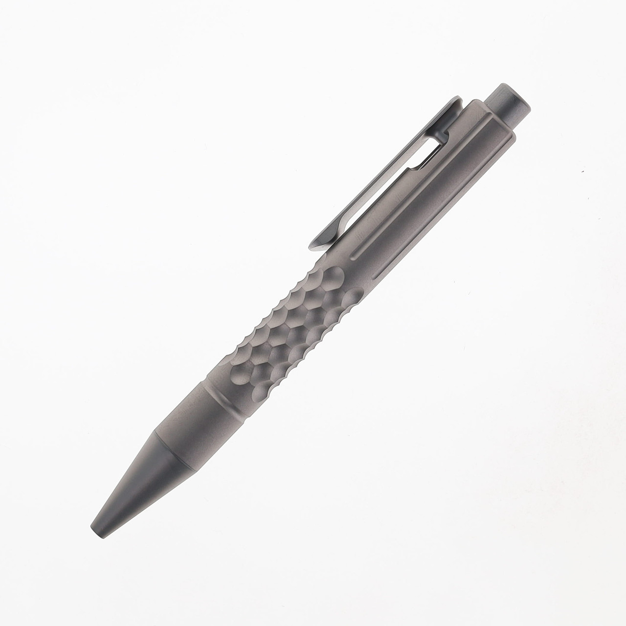 TwoSun Push Button Pen Checkered Titanium Body Black Ink Pen-09 Gray