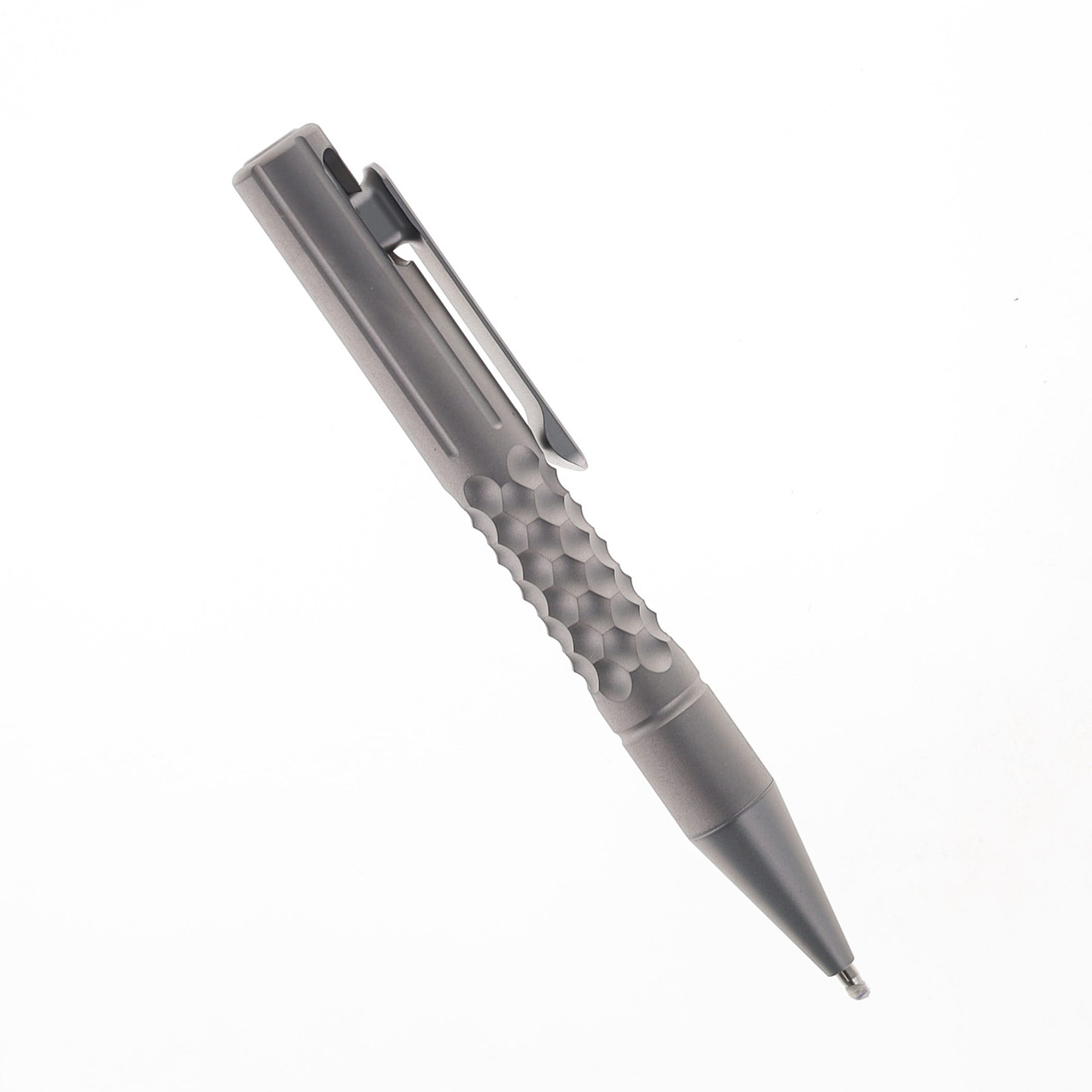TwoSun Push Button Pen Checkered Titanium Body Black Ink Pen-09 Gray