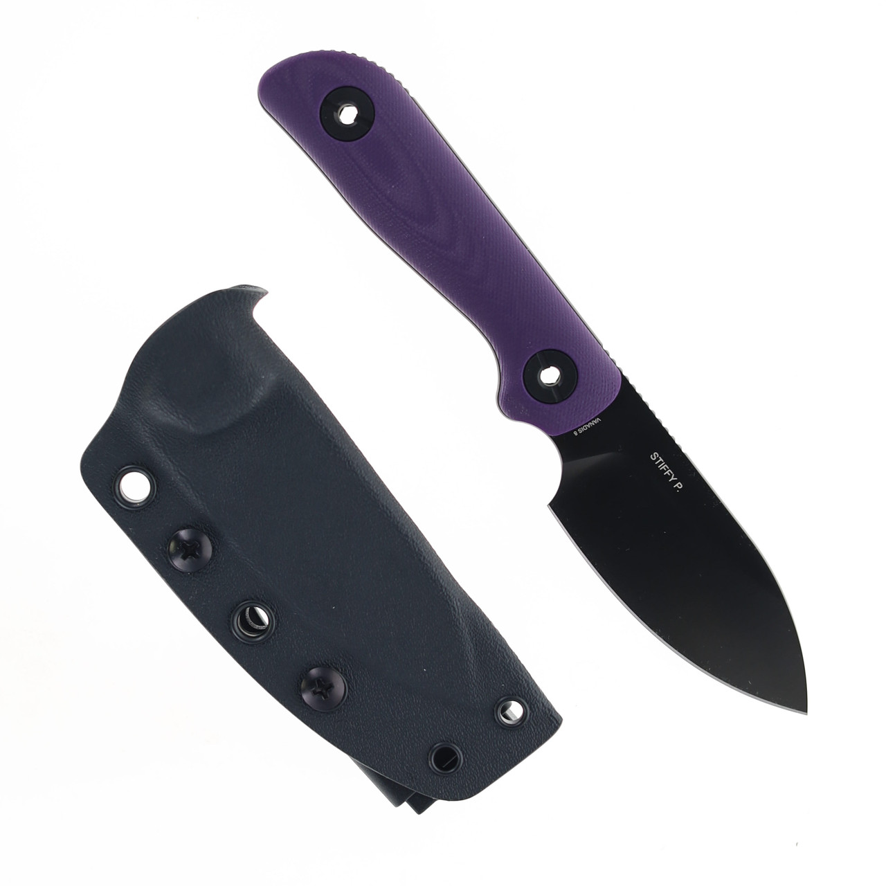 Kunwu Stiffy P Folding Knife Purple G10 Handle Vanadis8 Plain Black