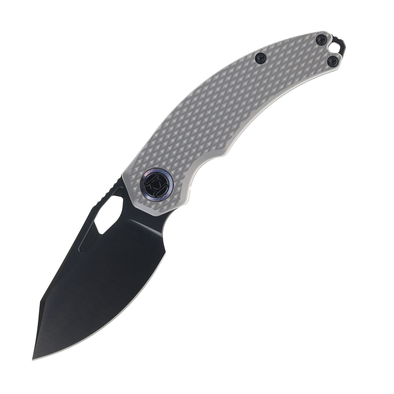Kunwu K706c T4 Compadre Reverse Tux Folding Knife Grey Titanium Handle