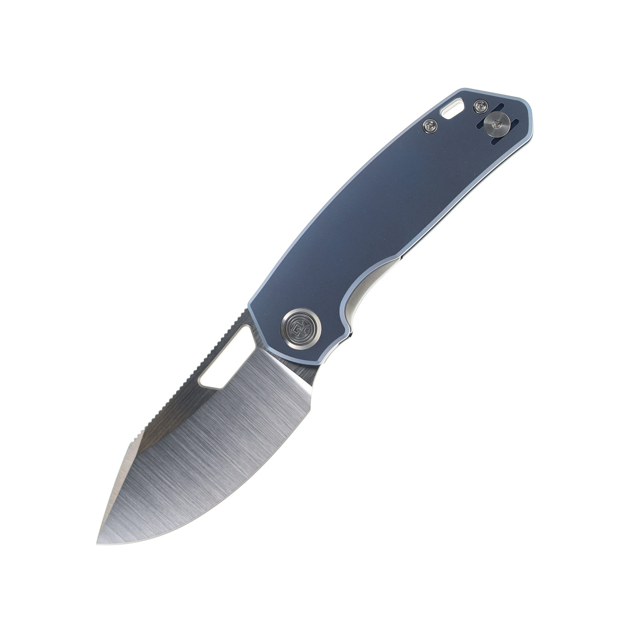 Divo Knives Growler Mini Pocket Knife Blue Titanium Handle Satin S90V ...