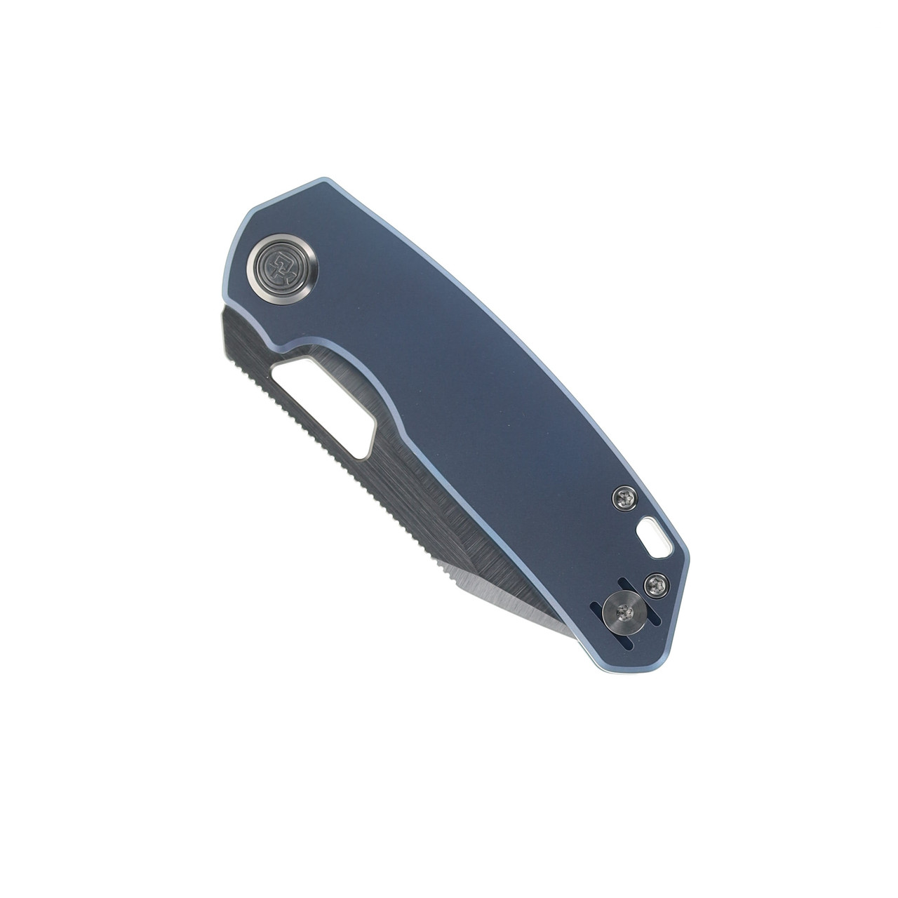 Divo Knives Growler Mini Pocket Knife Blue Titanium Handle Satin S90V ...