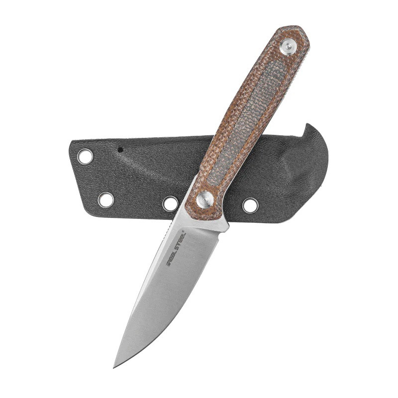 Real Steel Dex Fixed Blade Knife Brown Micarta Handle K110 Plain Edge
