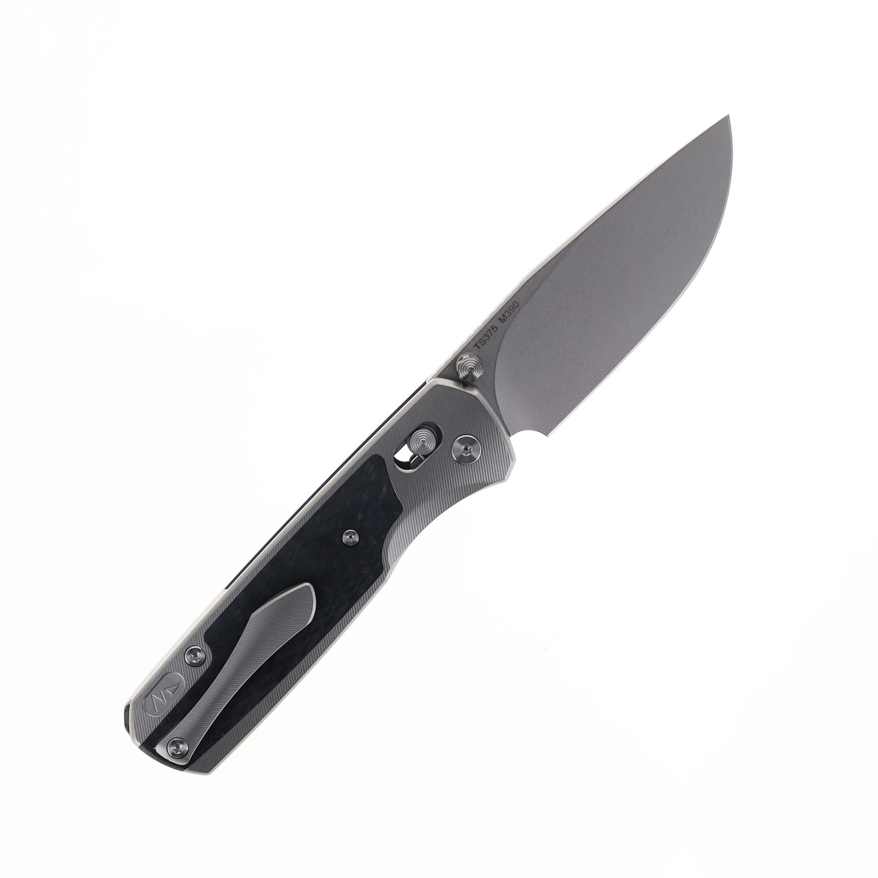 TwoSun Folding Knife Carbon Fiber/Titanium Handle M390 Plain Edge TS375 ...