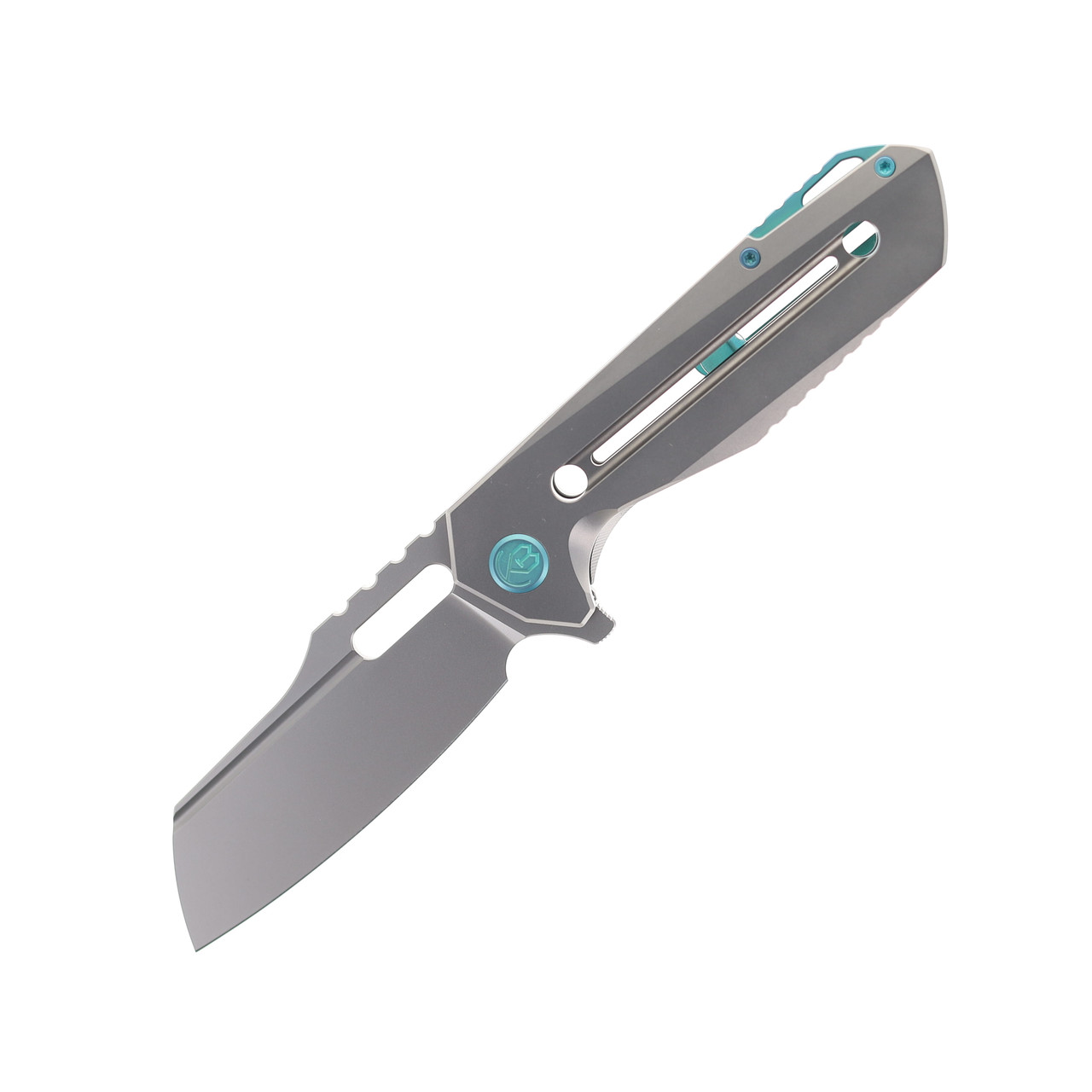 Kubey Atlas Folding Knife Gray Titanium Handle M390 Sheepsfoot Plain ...