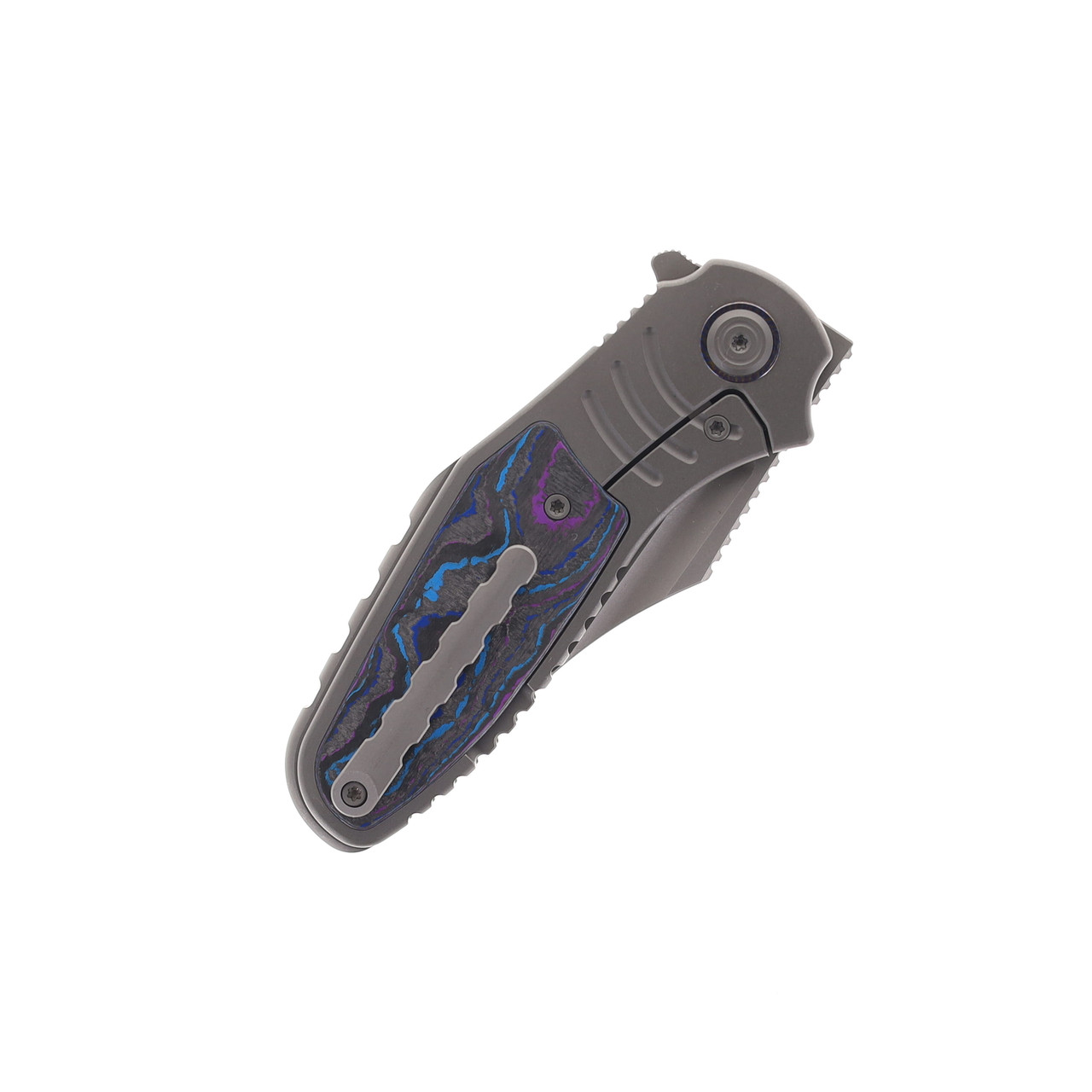 Kubey Stroller Folding Knife Titanium/Damtanium CamoCarbon Handle 20CV ...
