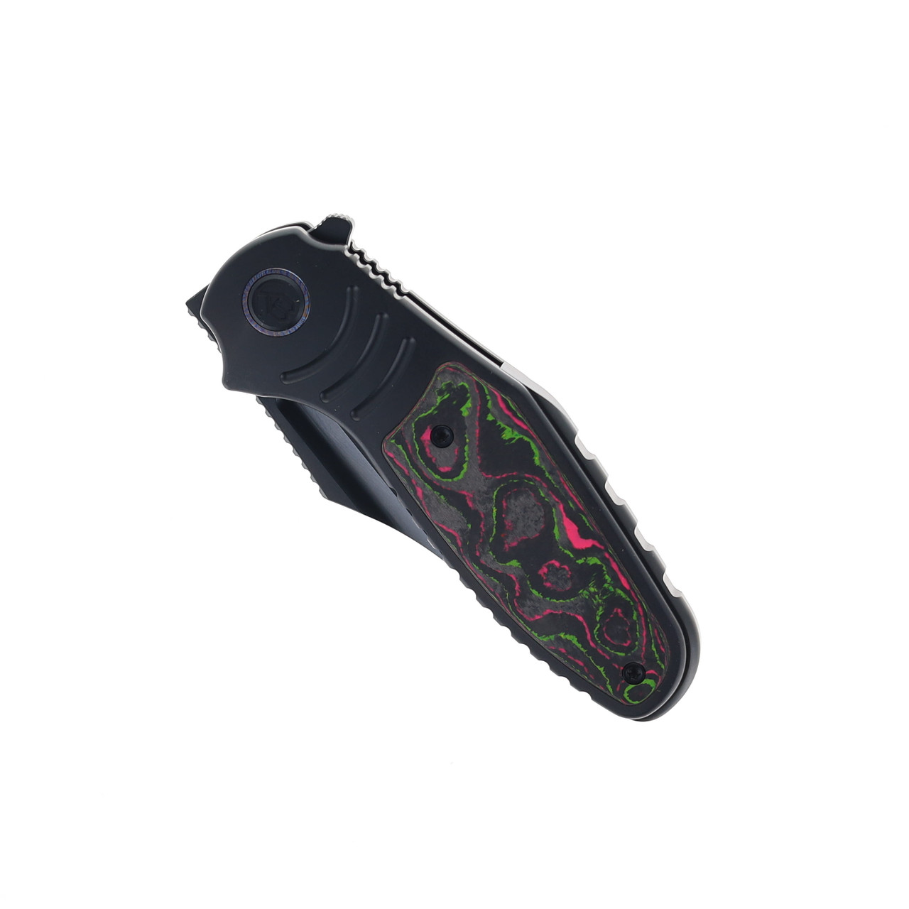Kubey Stroller Folding Knife DLC Titanium/Damtanium CamoCarbon Handle ...