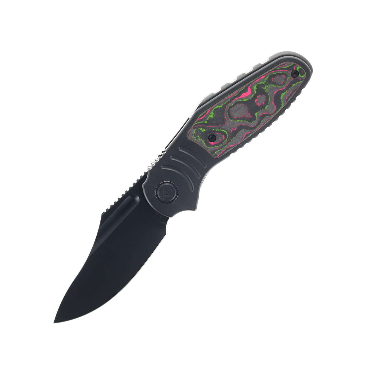 Kubey Stroller Folding Knife DLC Titanium/Damtanium CamoCarbon Handle ...