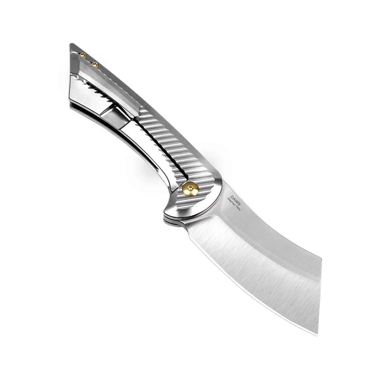 Kizer Dawn Folding Knife Silver Titanium Handle S35VN Sheepsfoot Plain ...