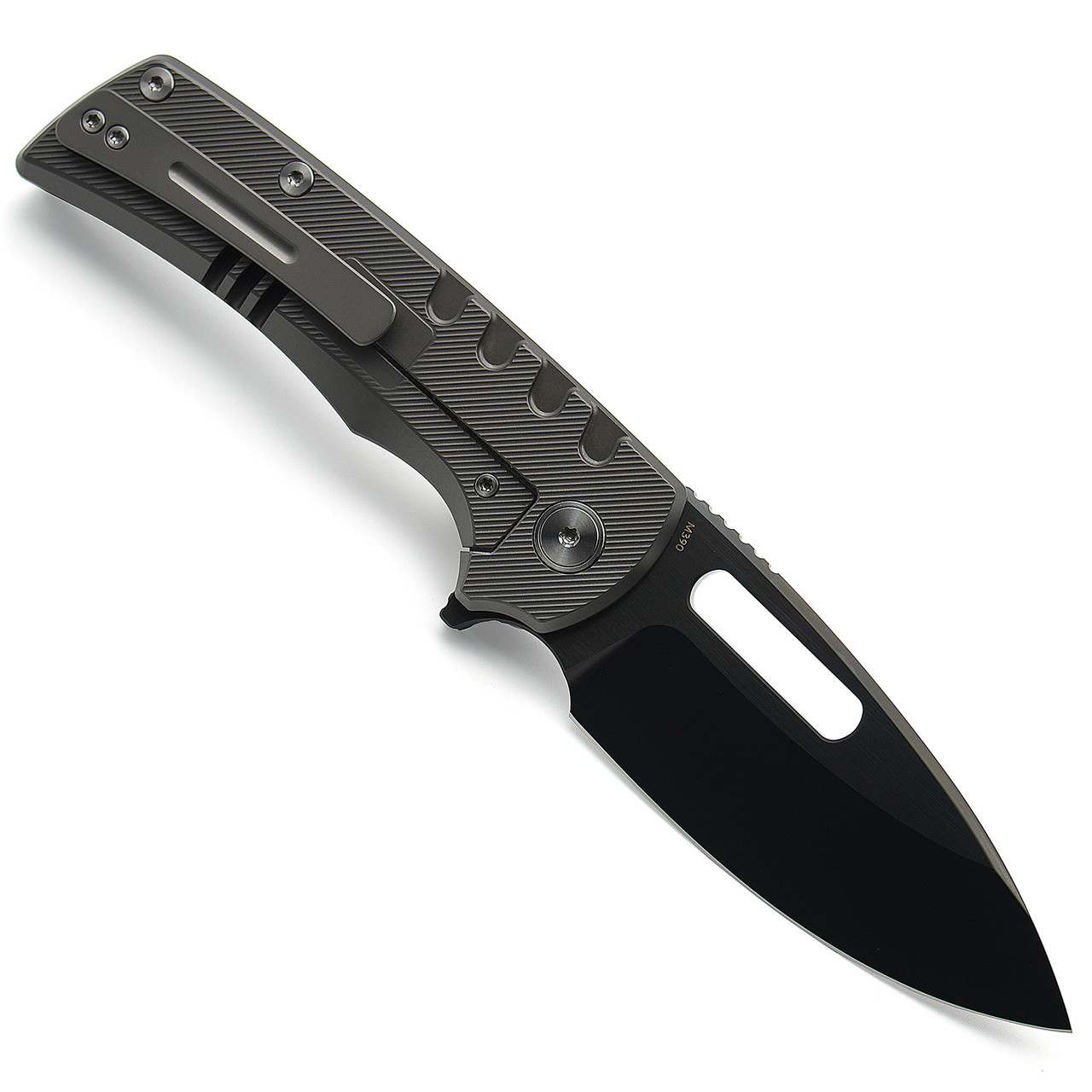 Miguron Arma XL Folding Knife Dark Grey Titanium Handle M390 Plain Edge ...