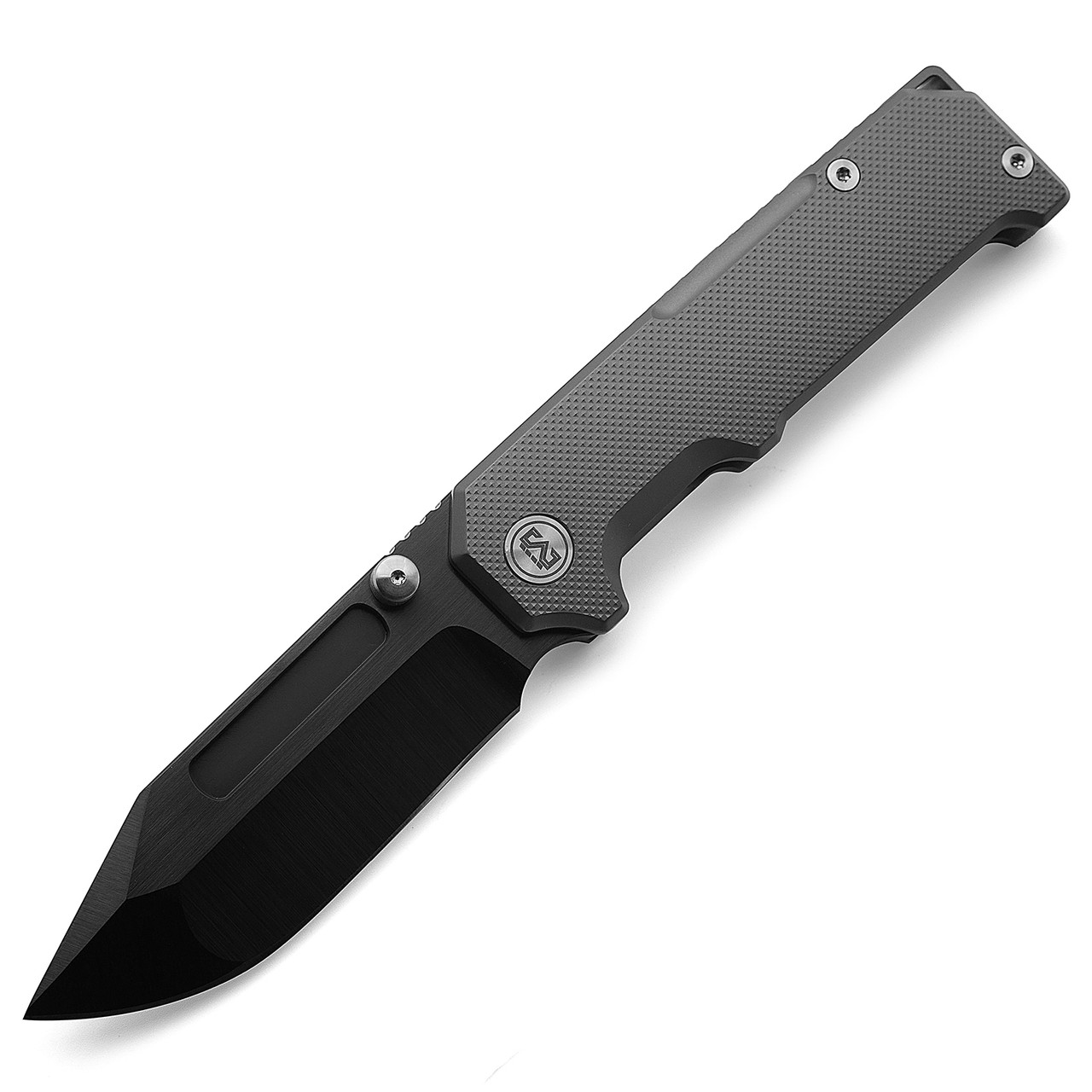 Miguron Geddon Folding Knife Dark Grey Titanium Handle M390 Plain Edge ...