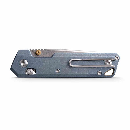 Vosteed Parallel Folding Knife Blue Titanium Handle S35VN Plain ...