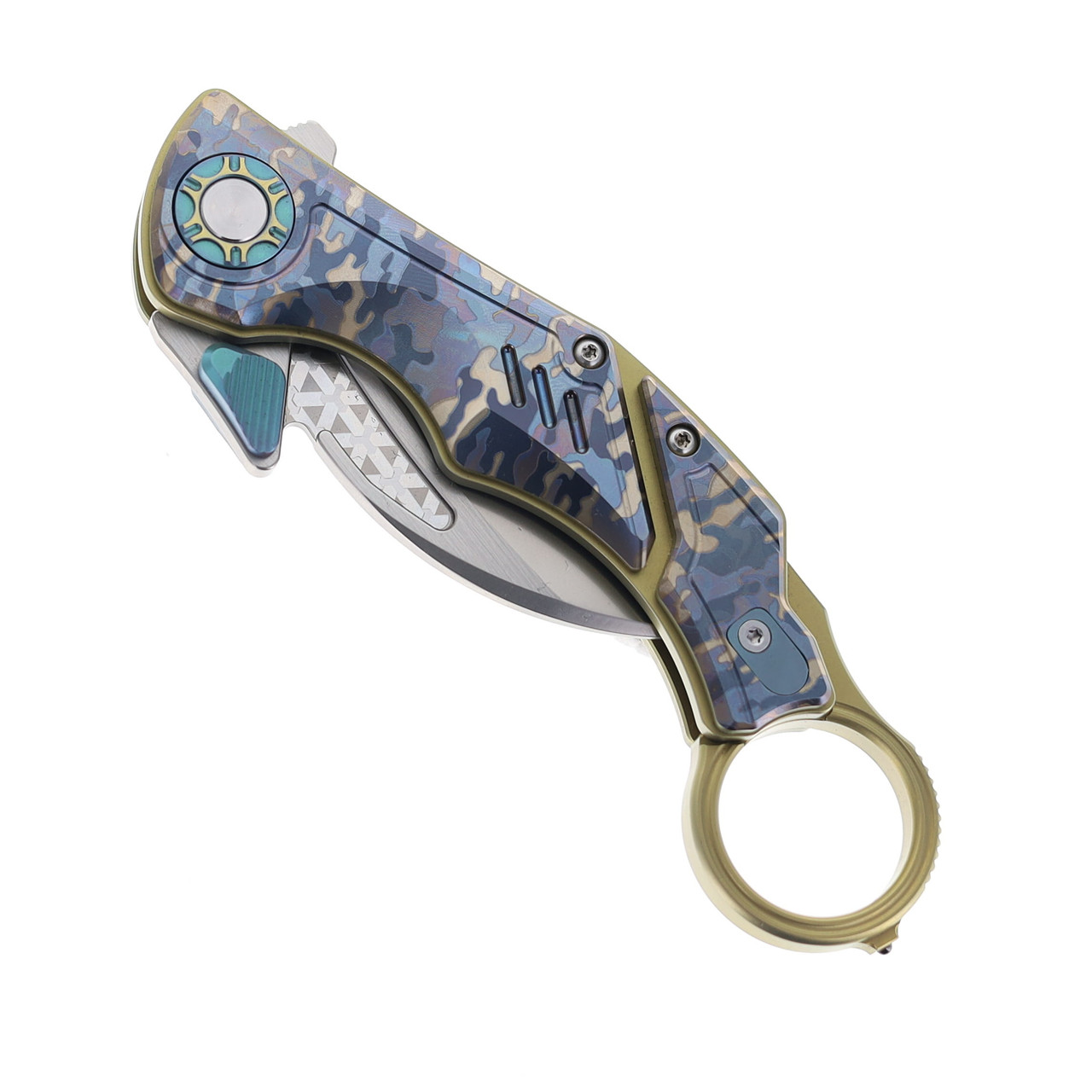Critical Strike Predator Folding Knife Karambit Camo Titanium/Copper ...