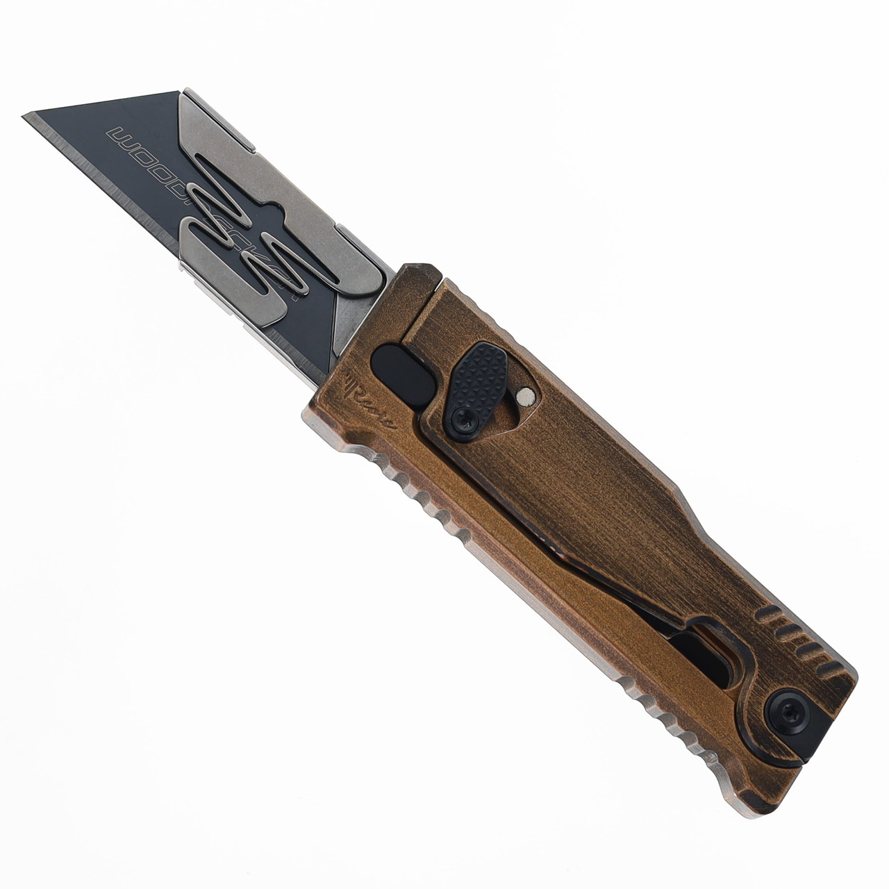 Reate Exo-U Utility Knife Distressed Bronze Aluminum Hanlde SS Plain Edge