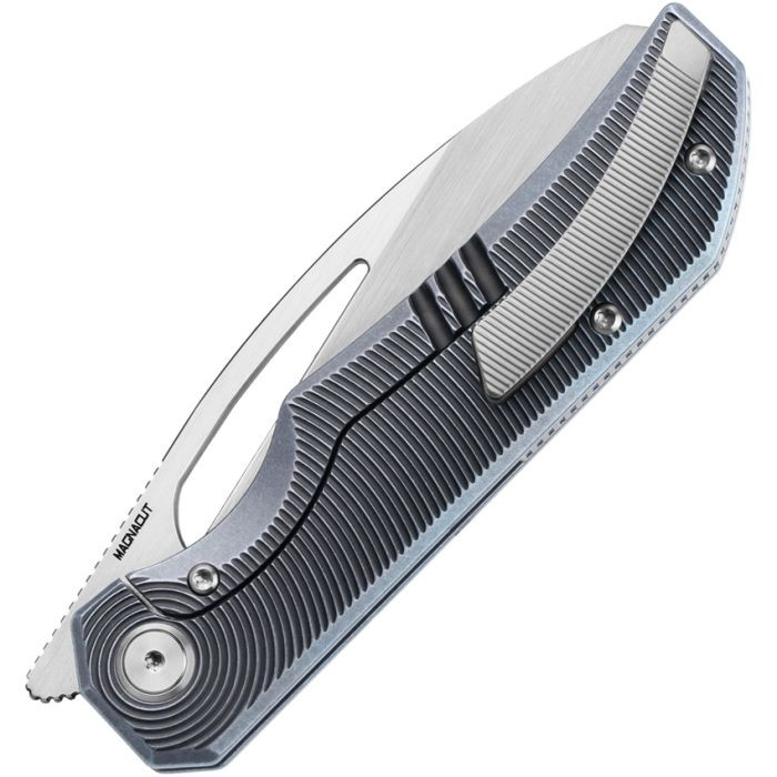 Bestech Taipan Folding Knife Blue Titanium Handle M-CUT Plain Edge ...