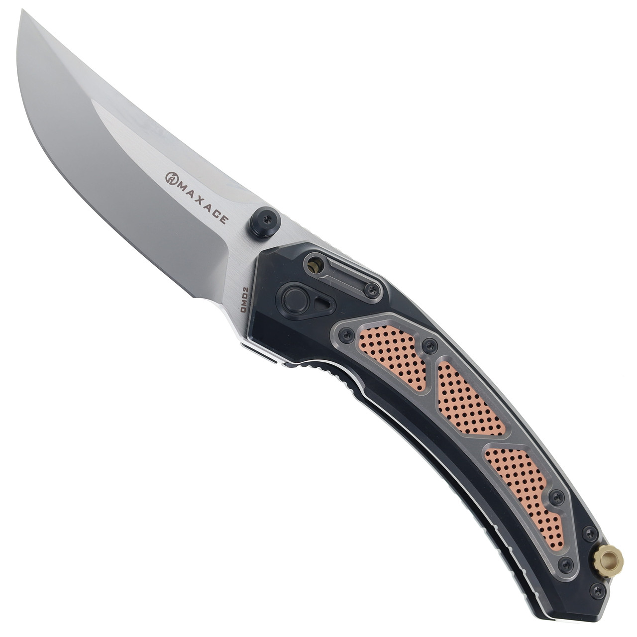 Maxace Blacklight 01 Folding Knife Black Titanium/Brass/Copper Handle ...