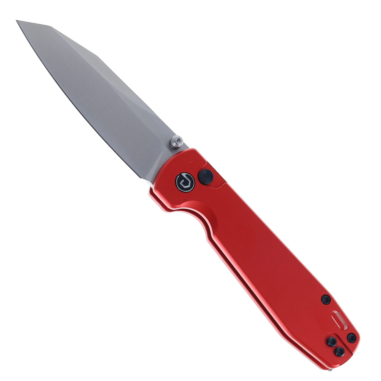 Defcon Button Lock Folding Knife Red Aluminum Handle 14C28N Sheepsfoot ...