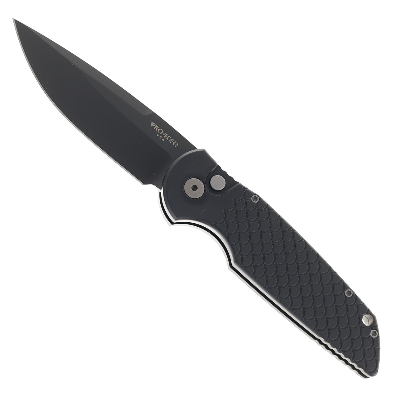 ProTech TR-3 Auto Knife Black Aluminum Handle Magnacut Clip Point Plain ...
