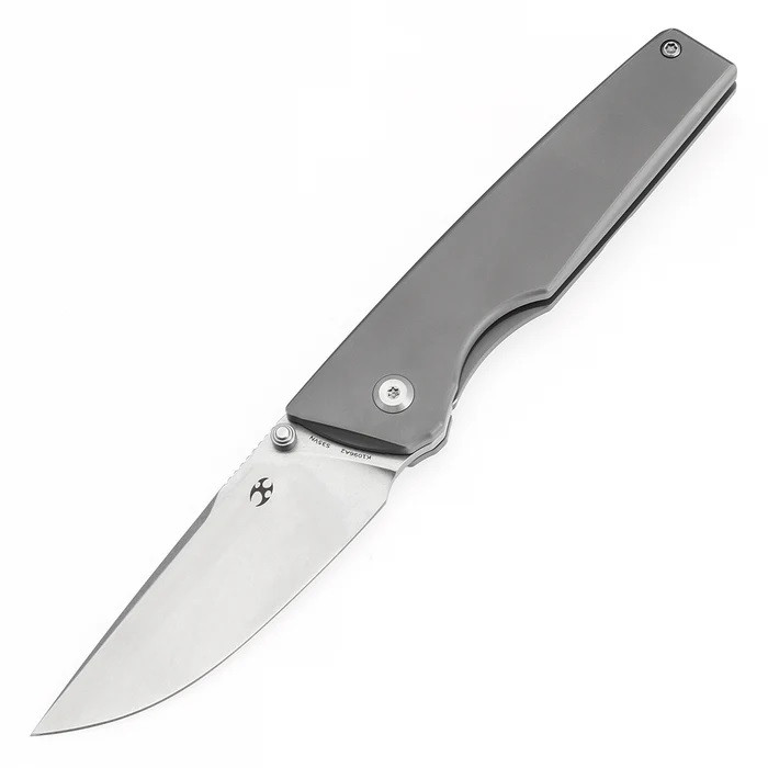 Kansept Chimera Folding Knife Stonewash Titanium Handle S35VN Plain ...