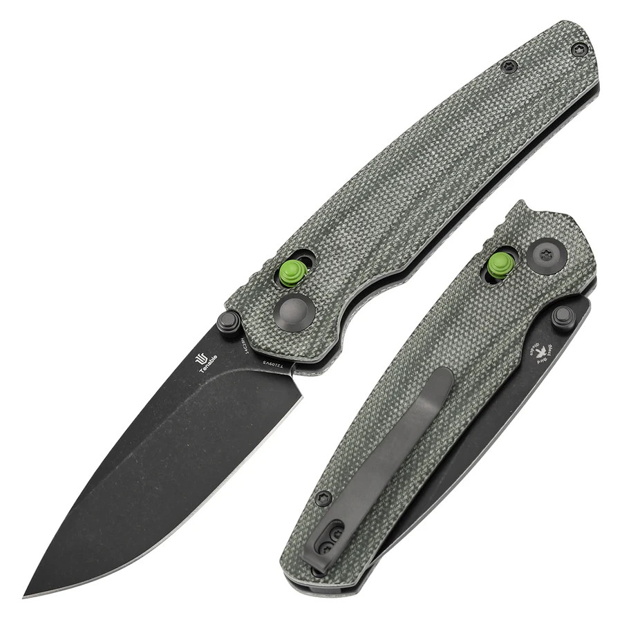 Tenable Raven Folding Knife Blackwash 14C28N Blade Green Micarta Handle ...
