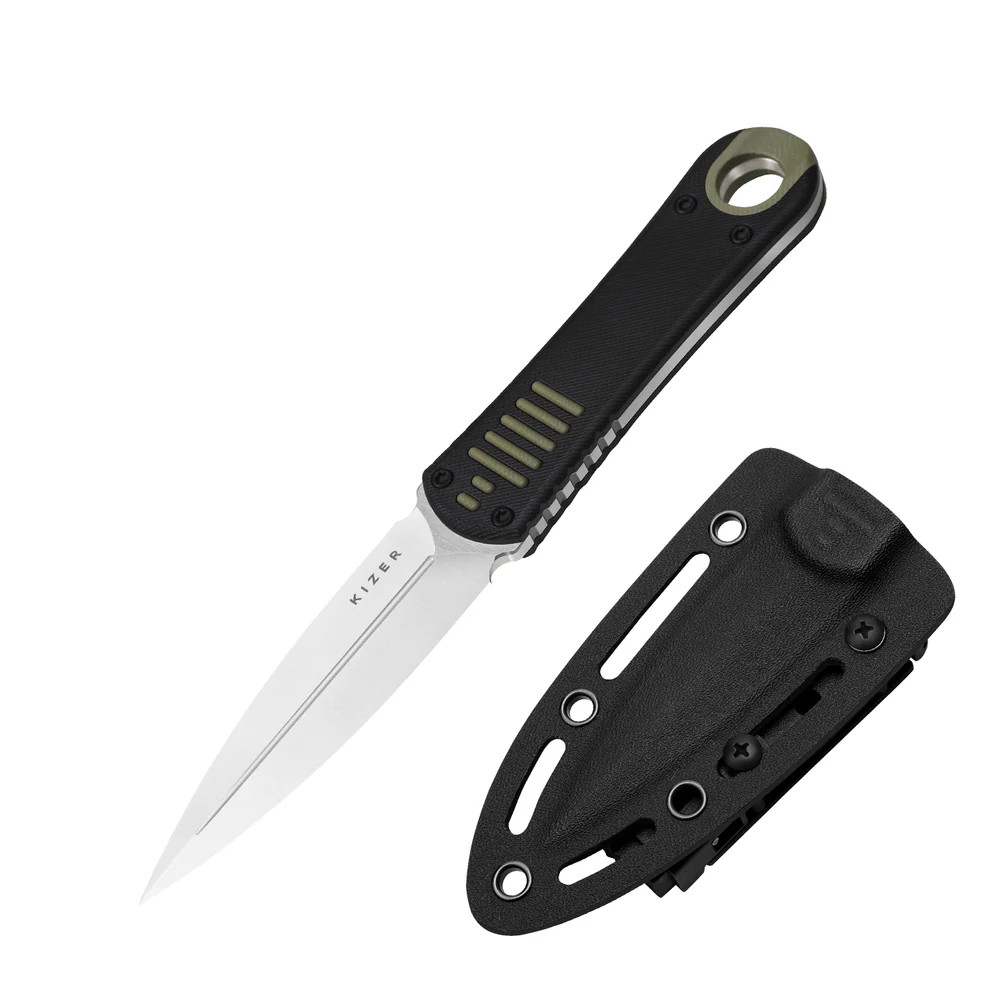 Kizer Hidden Agenda Fixed Blade Dagger Knife Green/Black G10 Handle AEB ...