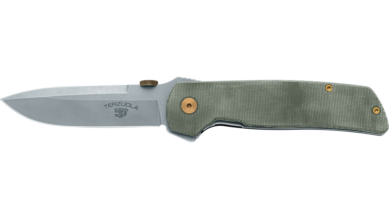 Fox Original Gangster OD Green Canvas Micarta Stonewashed Magnacut ...