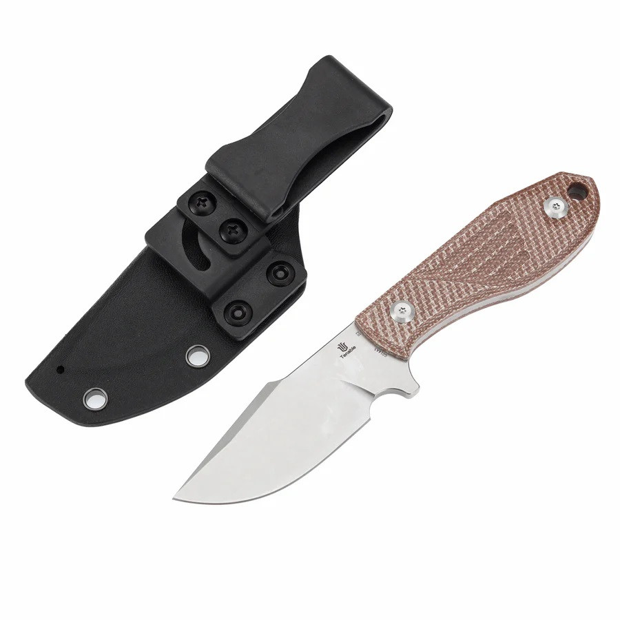 Tenable Tiny Dancer Fixed Blade Brown Micarta Handle Stonewashed D2 ...
